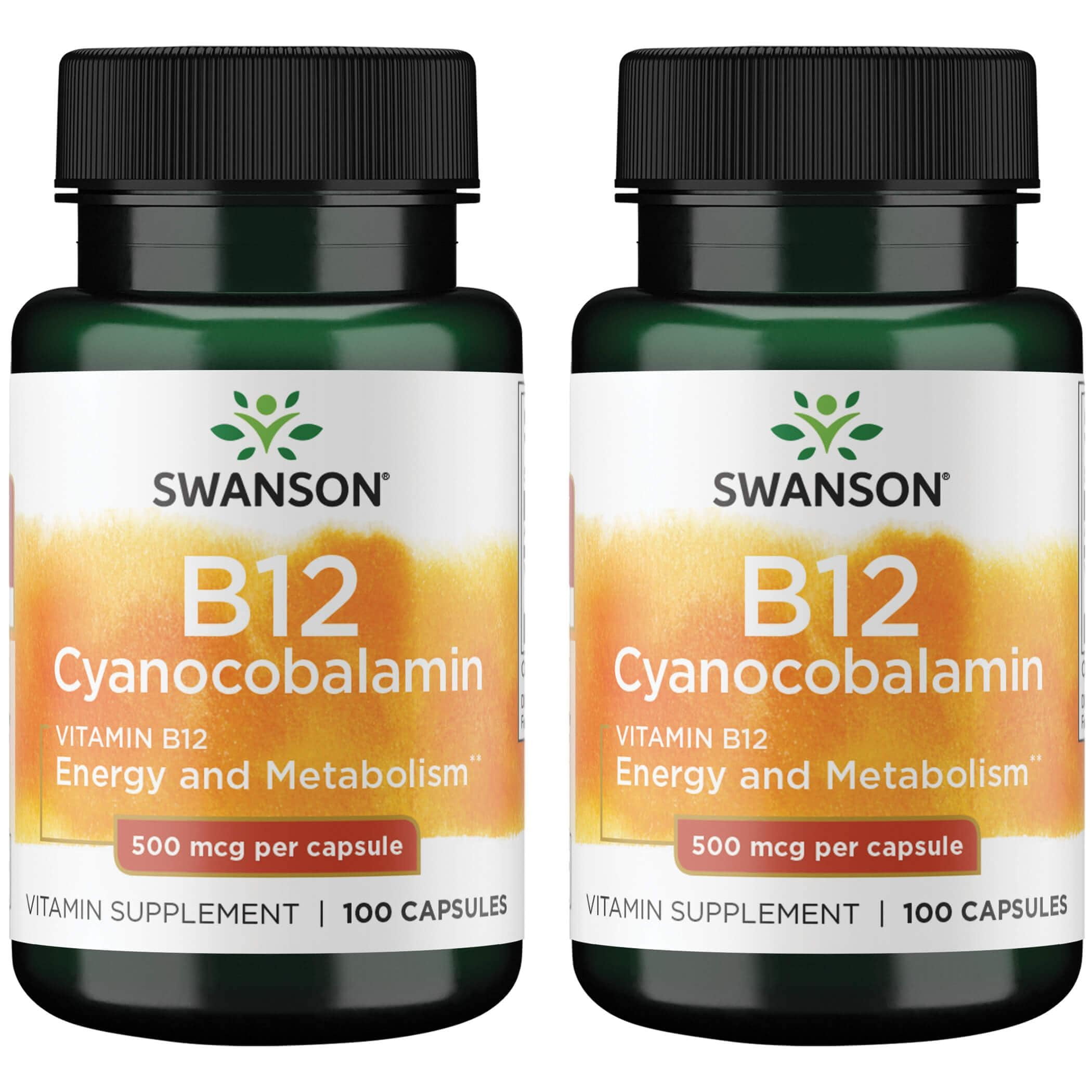 Swanson Vitamin B12 Cyanocobalamin 500 mcg 100 Caps 2 Pack - Walmart.com