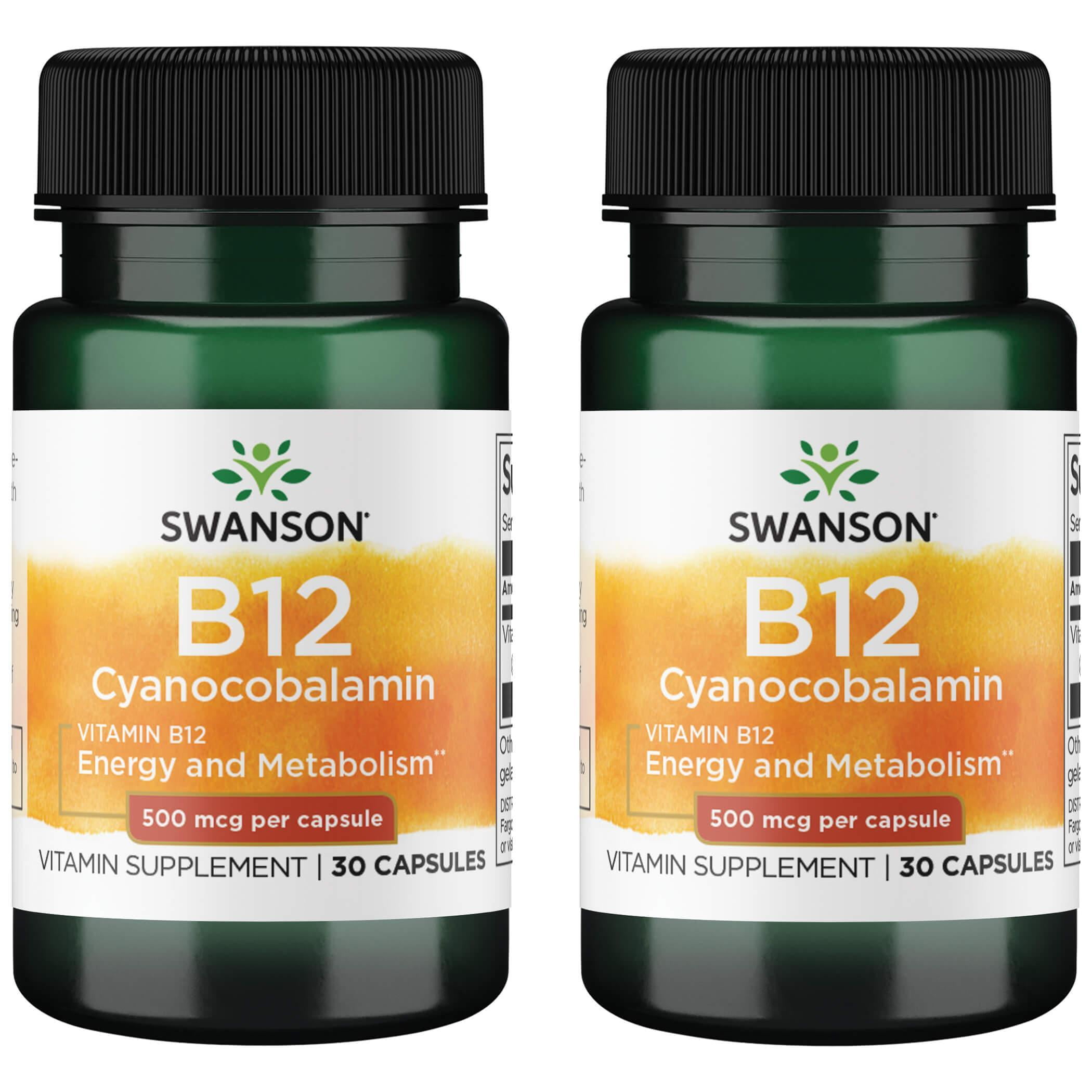 Swanson Vitamin B12 Cyanocobalamin 500 mcg, Energy & Cardiovascular ...
