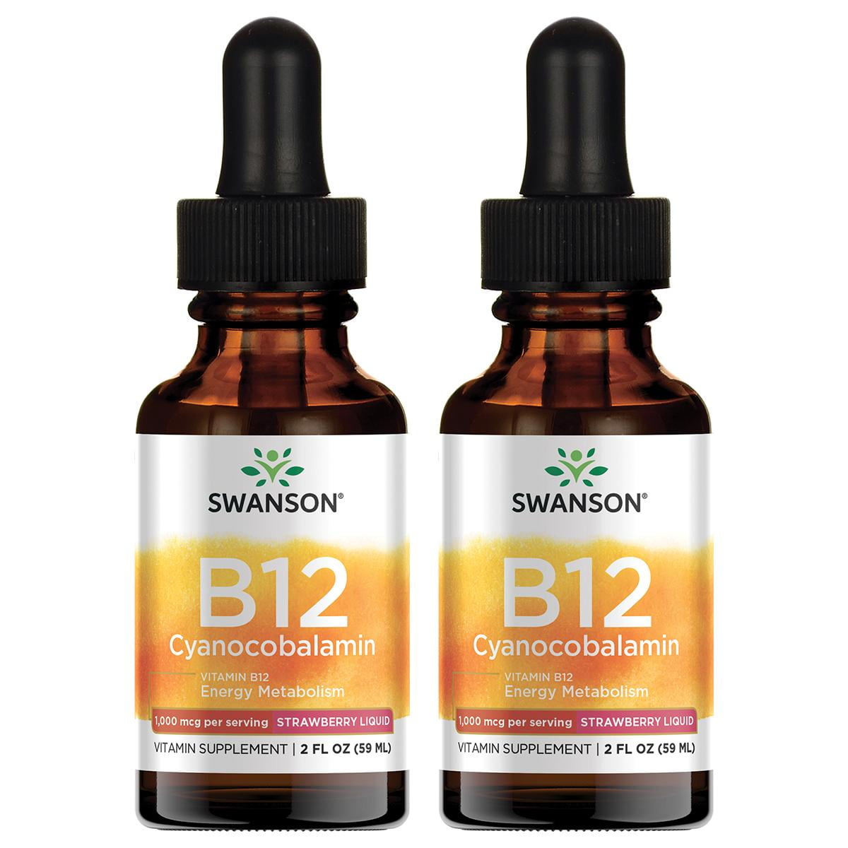 Swanson Vitamin B12 Cyanocobalamin - Strawberry Liquid 2 Pack - Walmart.com