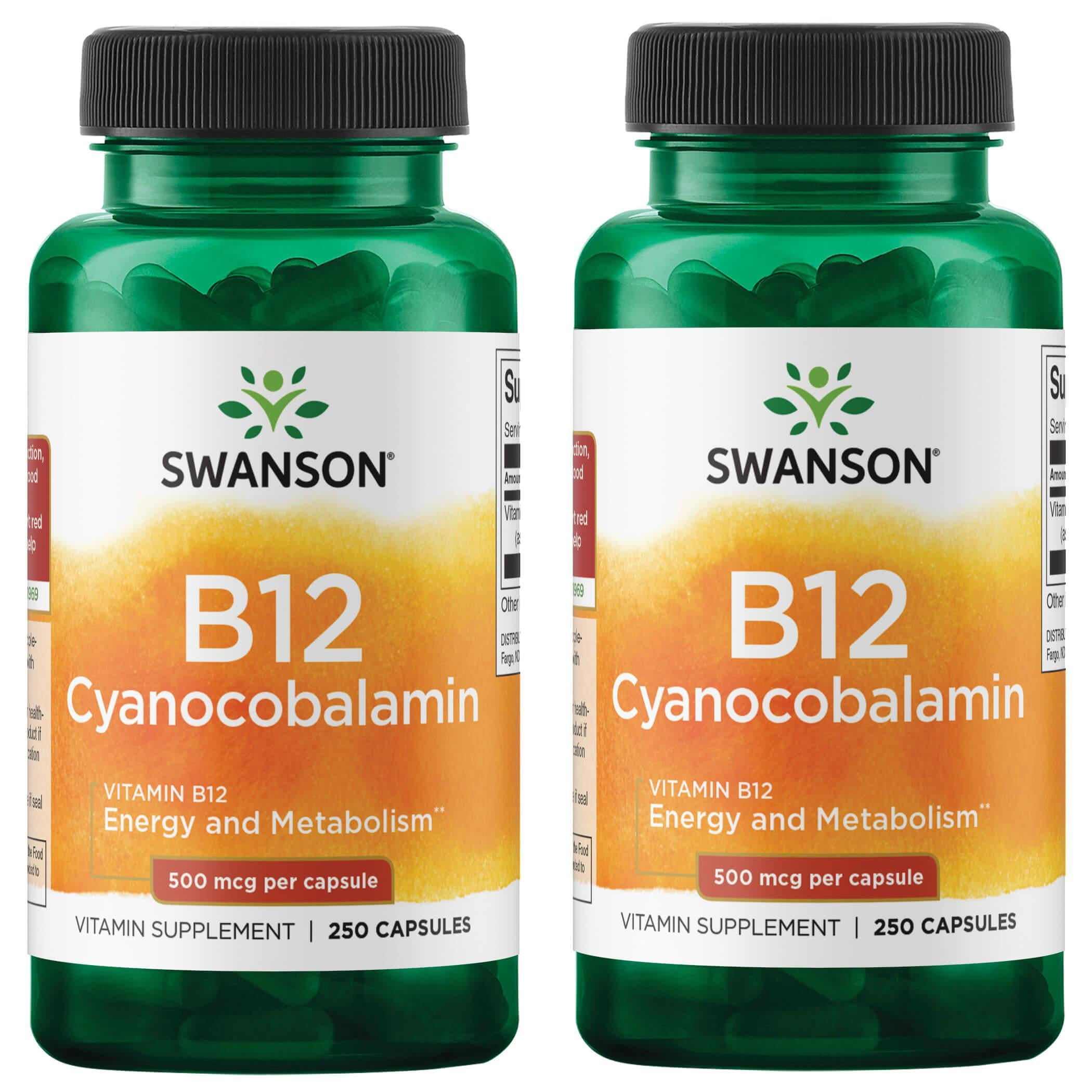 Swanson Vitamin B12 Capsules, 500 mcg, Essential for Energy Production ...