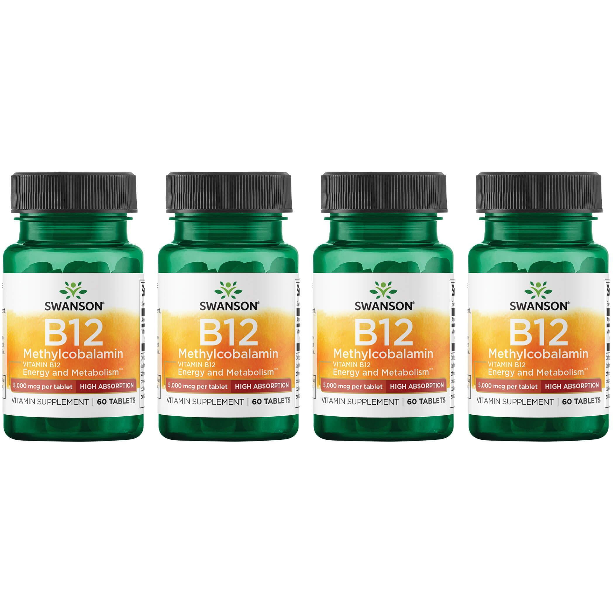 Swanson Vitamin B12 Methylcobalamin - High Absorption 5,000 mcg 60 Tabs ...