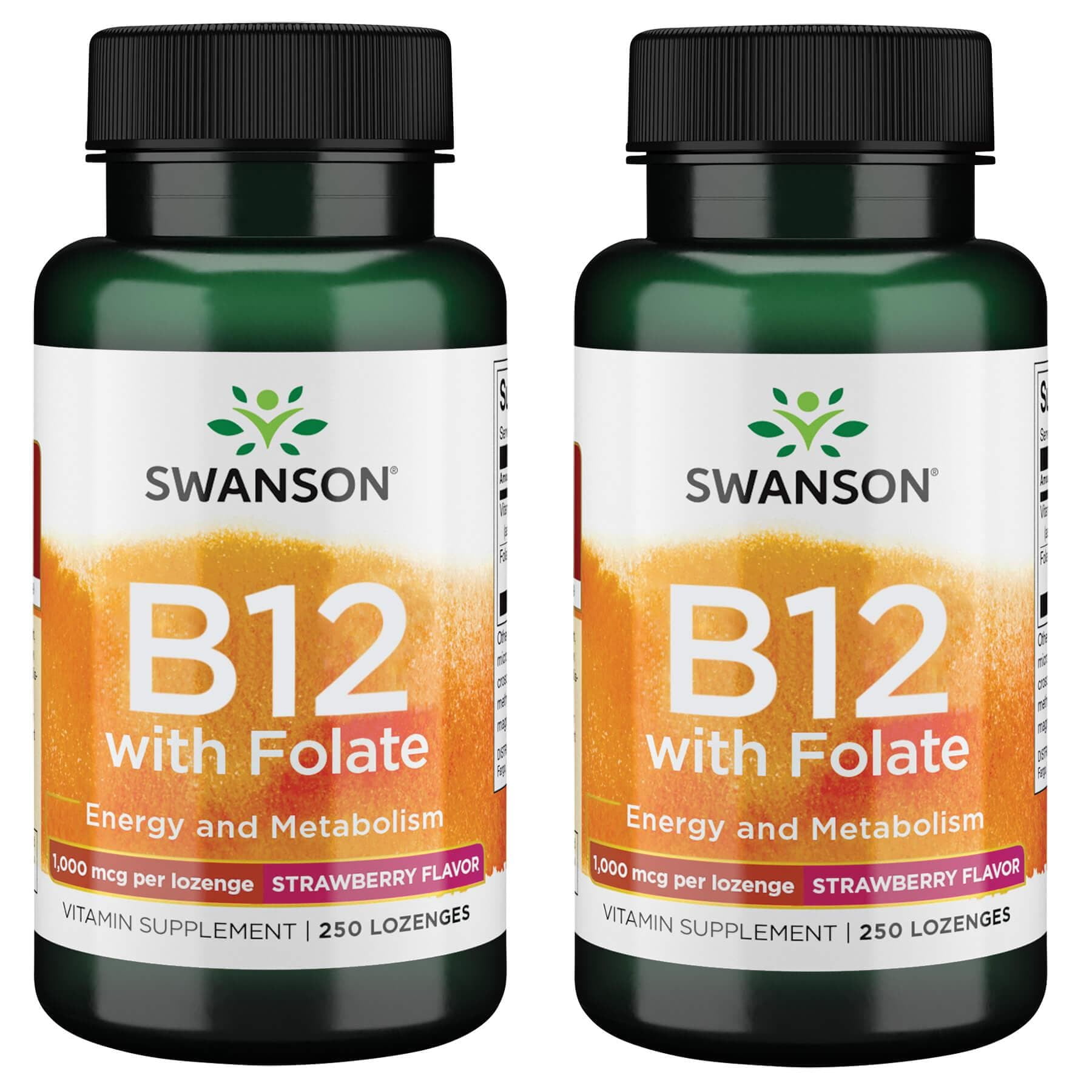 Swanson Vitamin B12 with Folate - Strawberry Flavor 1,000 mcg 250 Loz 2 ...