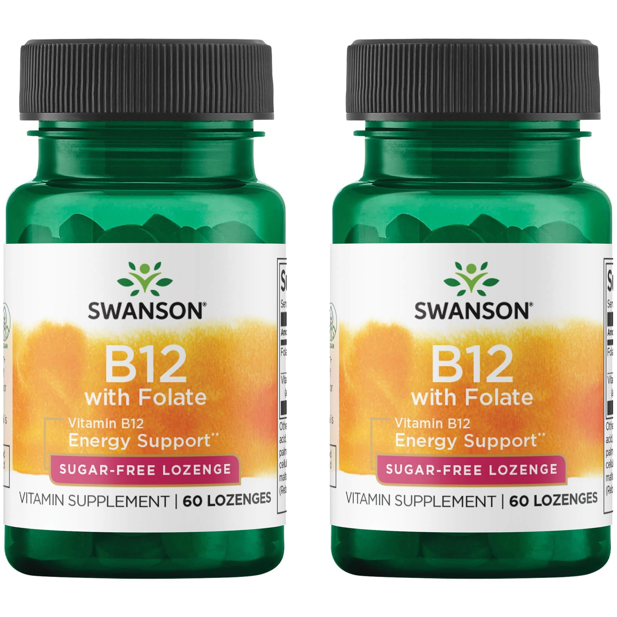 Swanson Vitamin B12 with Folate - Sugar-Free, Natural Strawberry Flavor ...