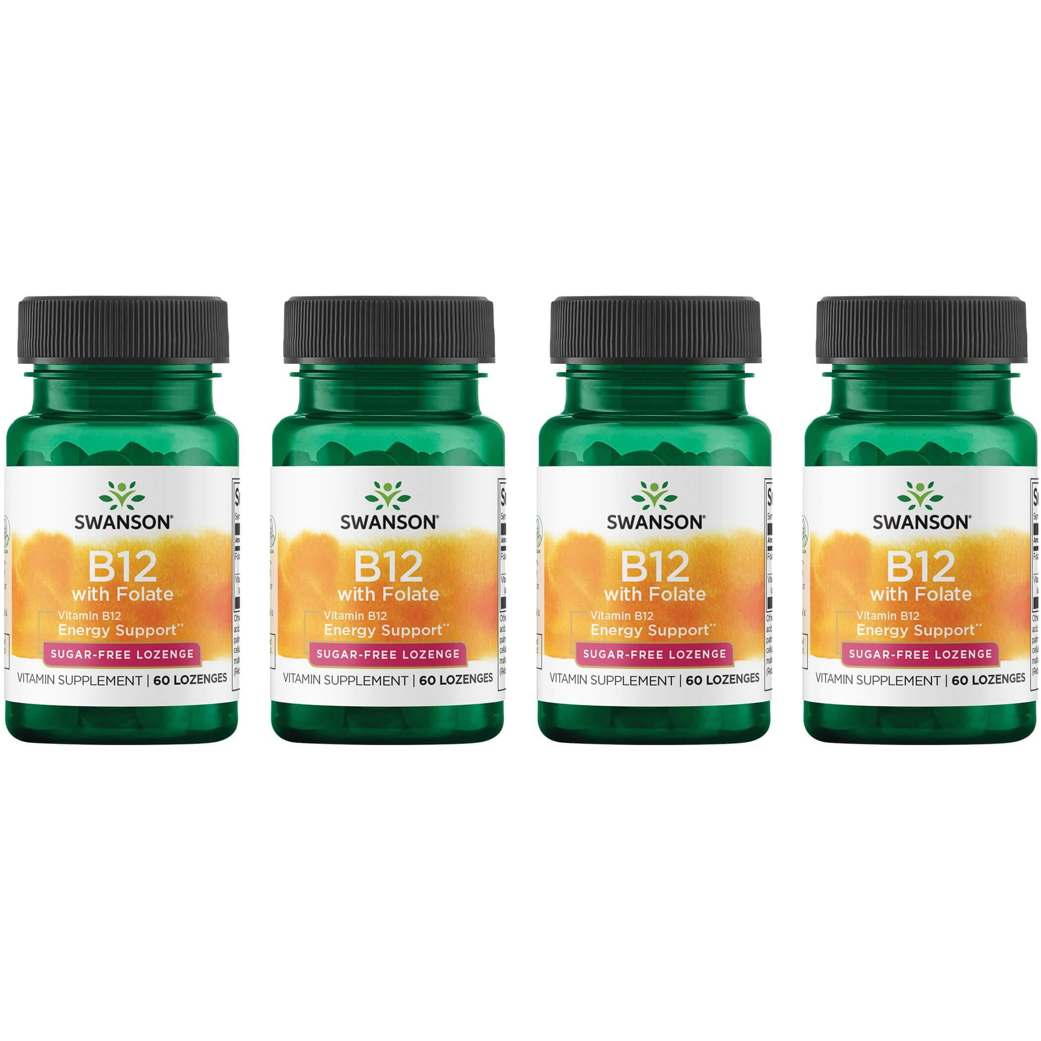Swanson Vitamin B12 with Folate - Sugar-Free, Natural Strawberry Flavor ...