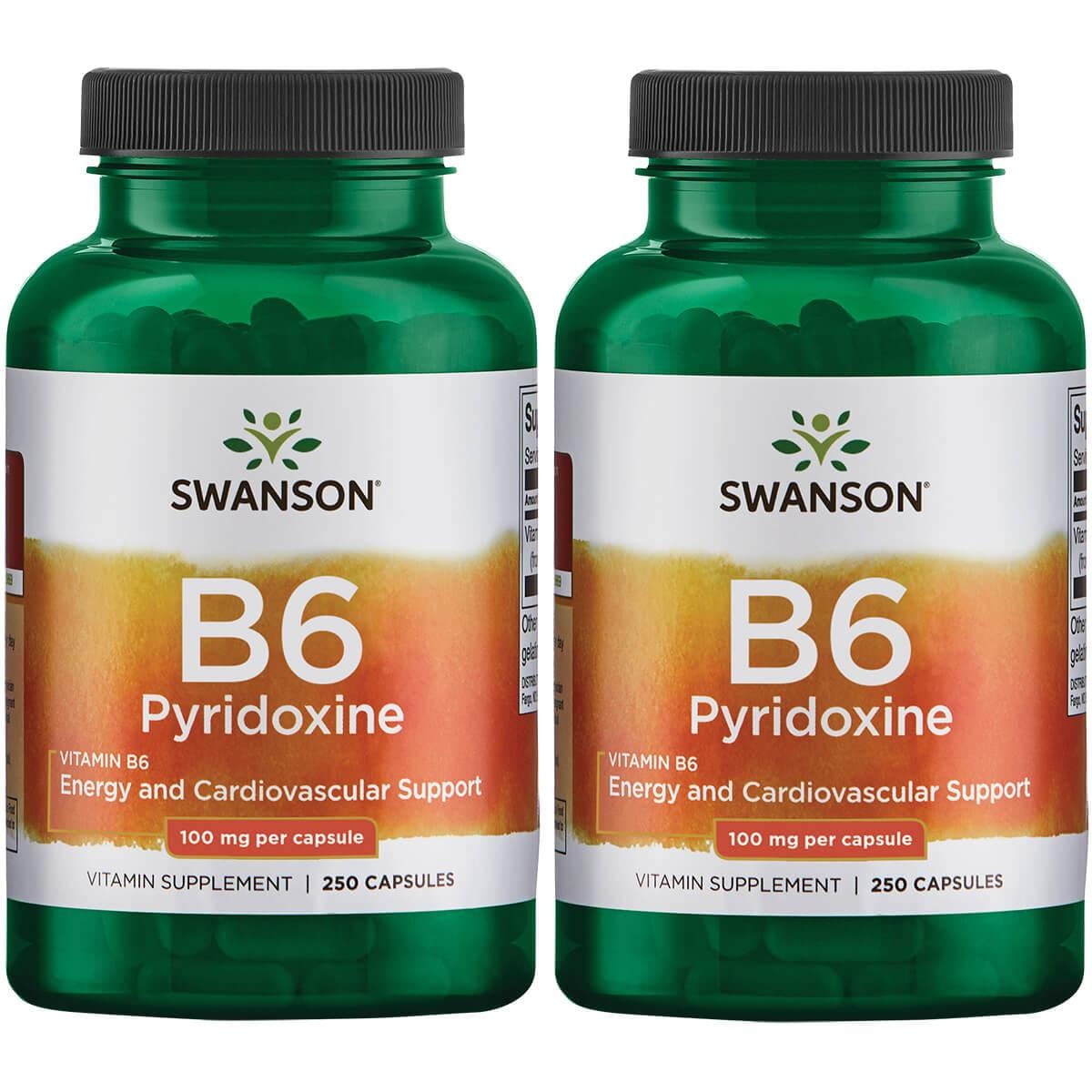 Swanson Vitamin B6 Pyridoxine 100 mg 250 Caps 2 Pack - Walmart.com