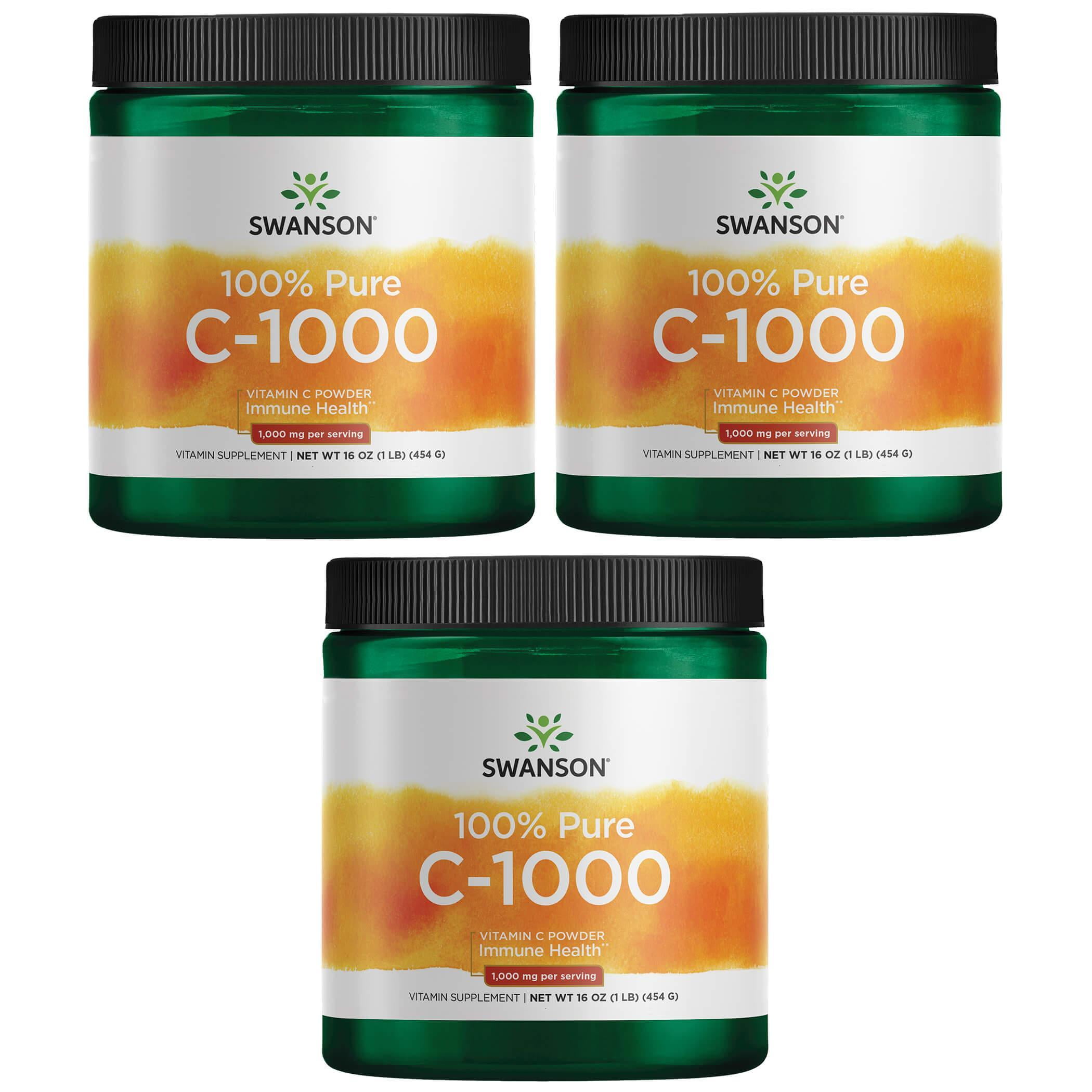 Swanson 100% Pure C-1000 Vitamin C Powder 1,000 mg 16 oz Pwdr 3 Pack ...