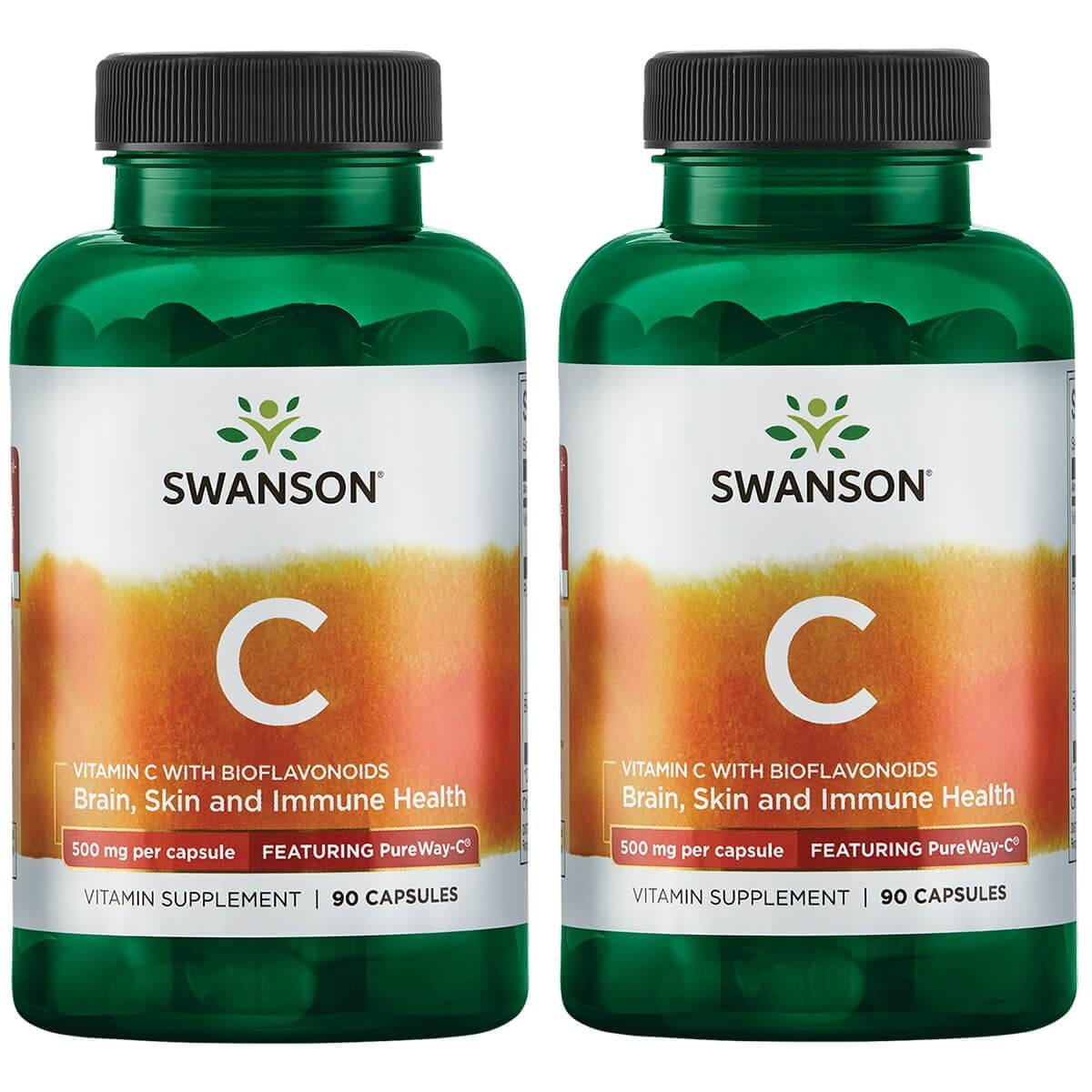 Swanson Vitamin C with Bioflavonoids - Featuring Pureway-C 500 mg 90 Caps 2 Pack - Walmart.com