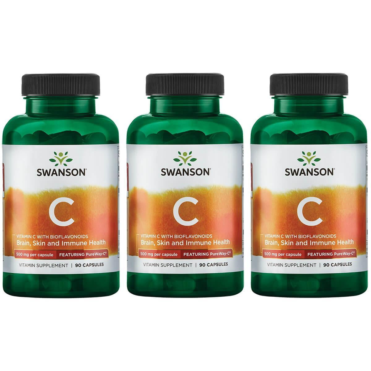 Swanson Vitamin C with Bioflavonoids - Featuring Pureway-C 500 mg 90 Caps 3 Pack - Walmart.com