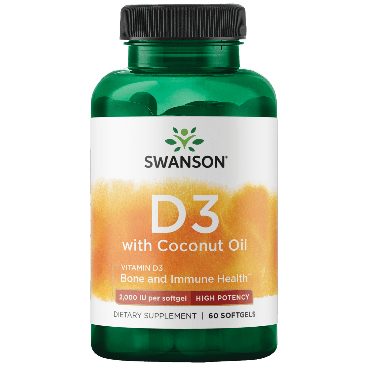 Swanson Vitamin D-3 with Coconut Oil - High Potency 2,000 Iu 60 ...