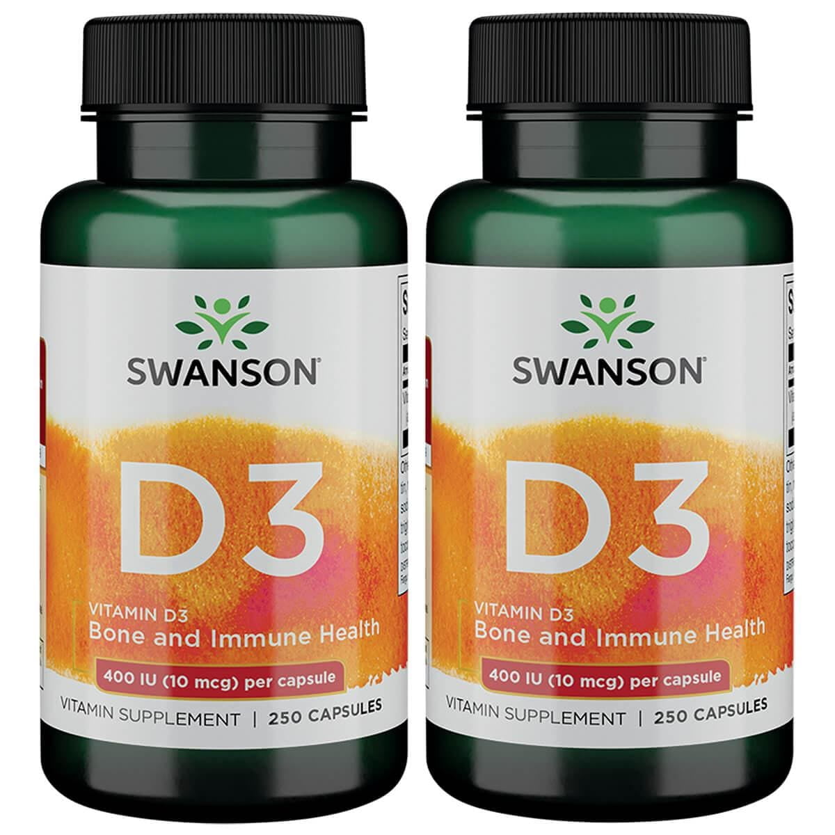 Swanson Vitamin D3 400 Iu (10 mcg) 250 Caps 2 Pack - Walmart.com