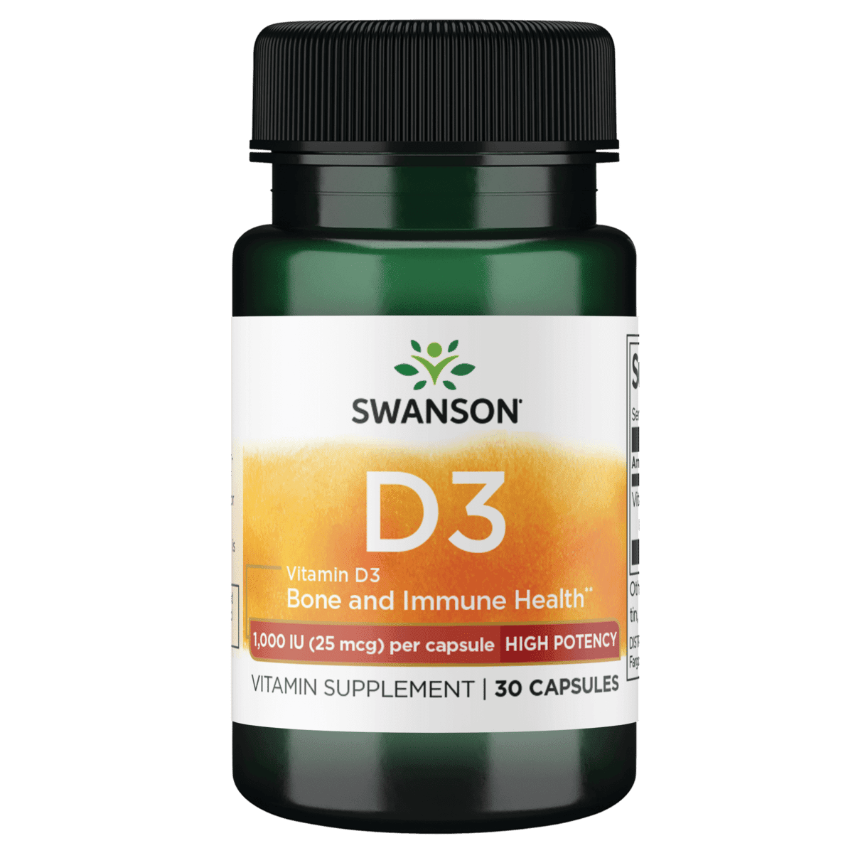 Swanson Vitamin D3 - High Potency 1,000 Iu 30 Capsules - Walmart.com