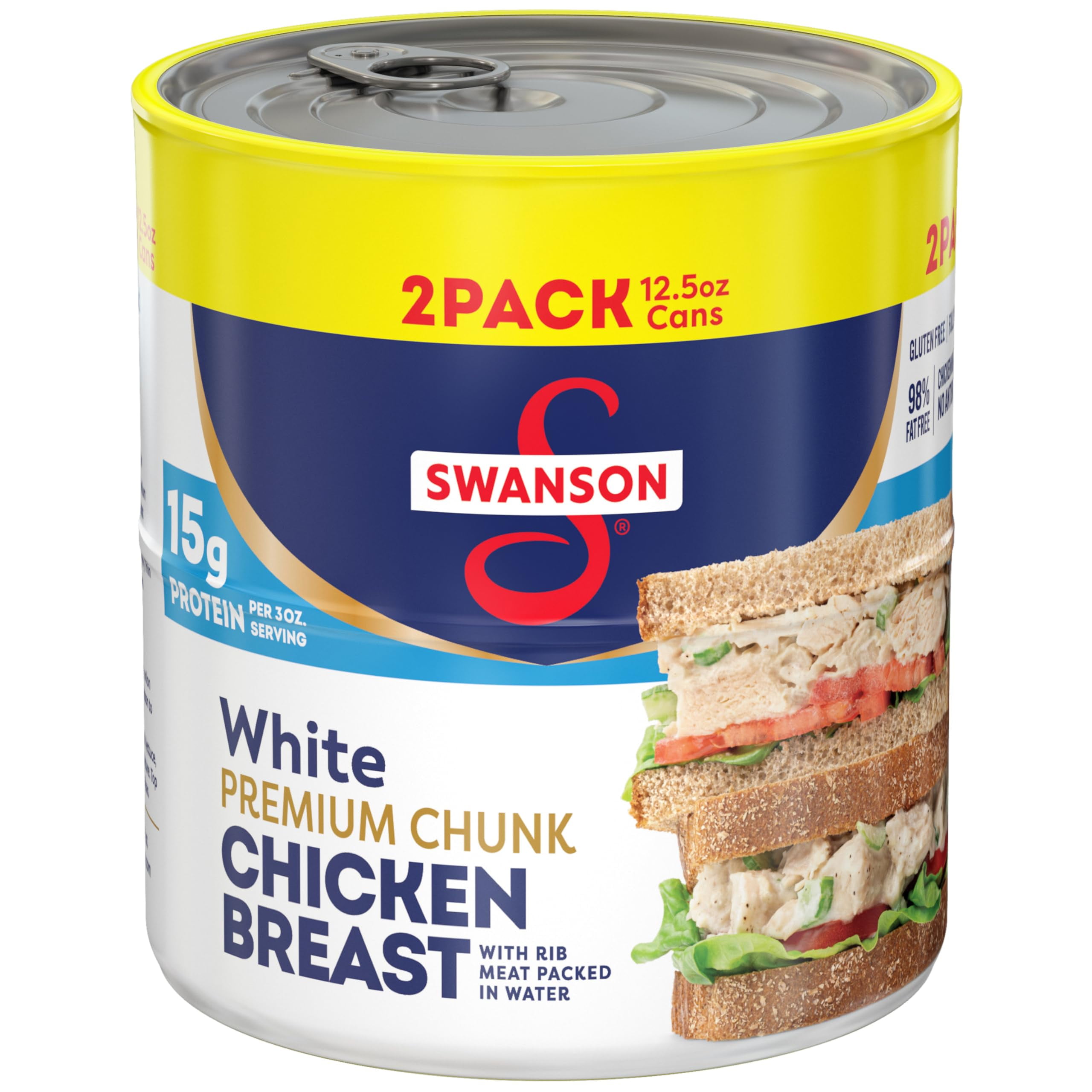 Swanson White Premium Chunk Canned Chicken AIS1 Breast in Water, Fully ...