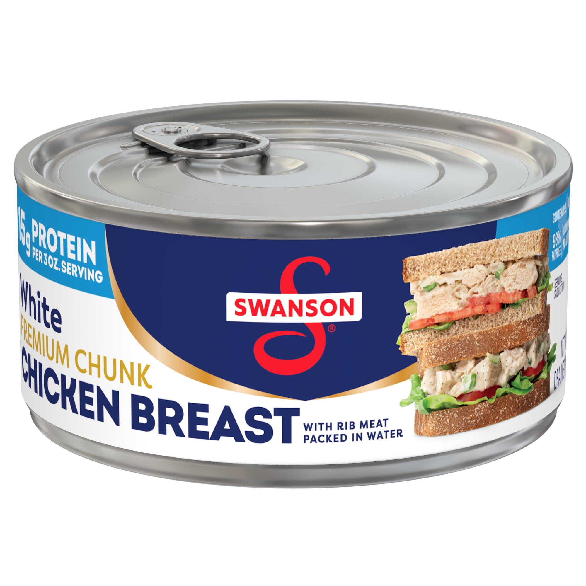 Swanson Premium Chunk Canned Chicken Breast, Fully Cooked, Gluten Free ...