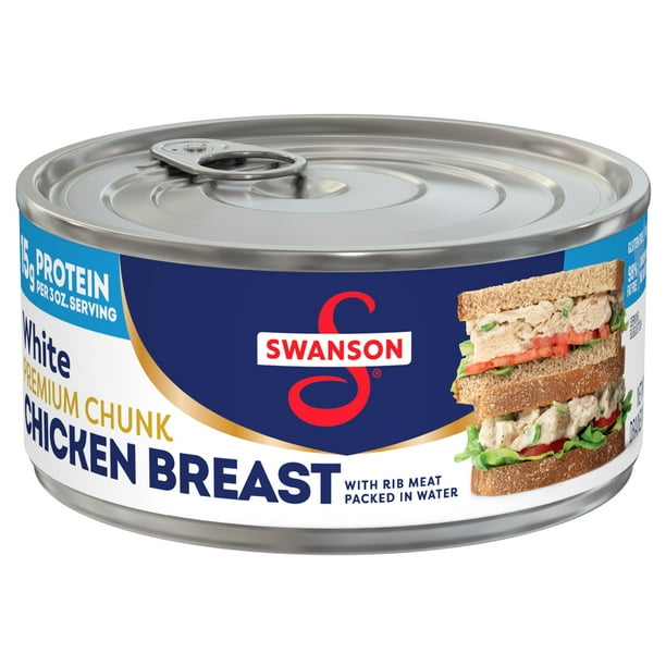 Swanson Premium Chunk Canned Chicken Breast, Fully Cooked, Gluten Free ...