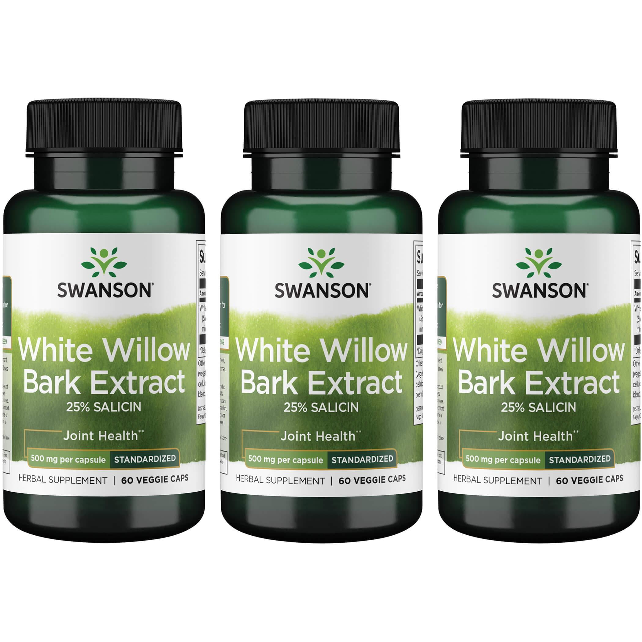 Swanson White Willow Bark Extract 25% Salicin - Standardized 3 Pack ...