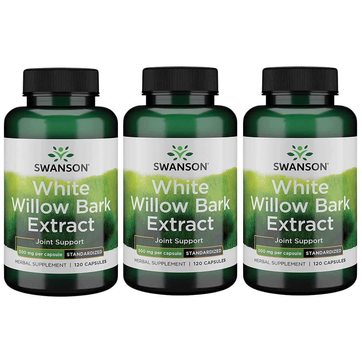 Swanson White Willow Bark Extract - Standardized 500 mg 120 Caps 3 Pack ...