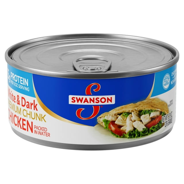 Swanson Premium Chunk Canned Chicken Meat, White and Dark, Fully Cooked ...