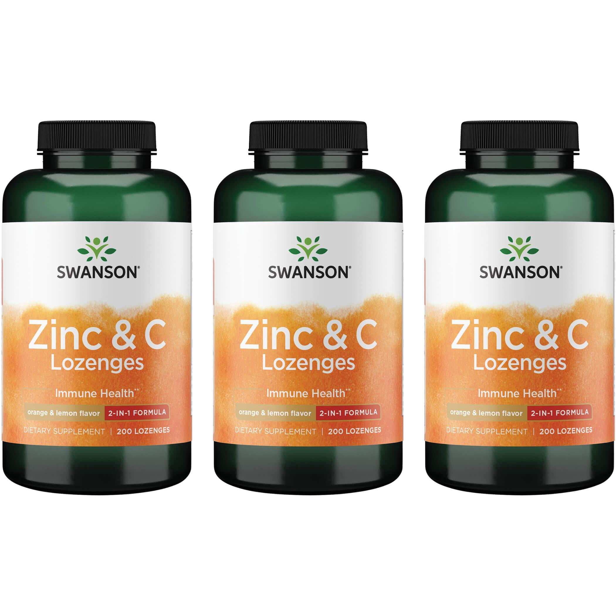 Swanson Zinc & C Lozenges - Orange & Lemon Flavor 200 Loz 3 Pack ...