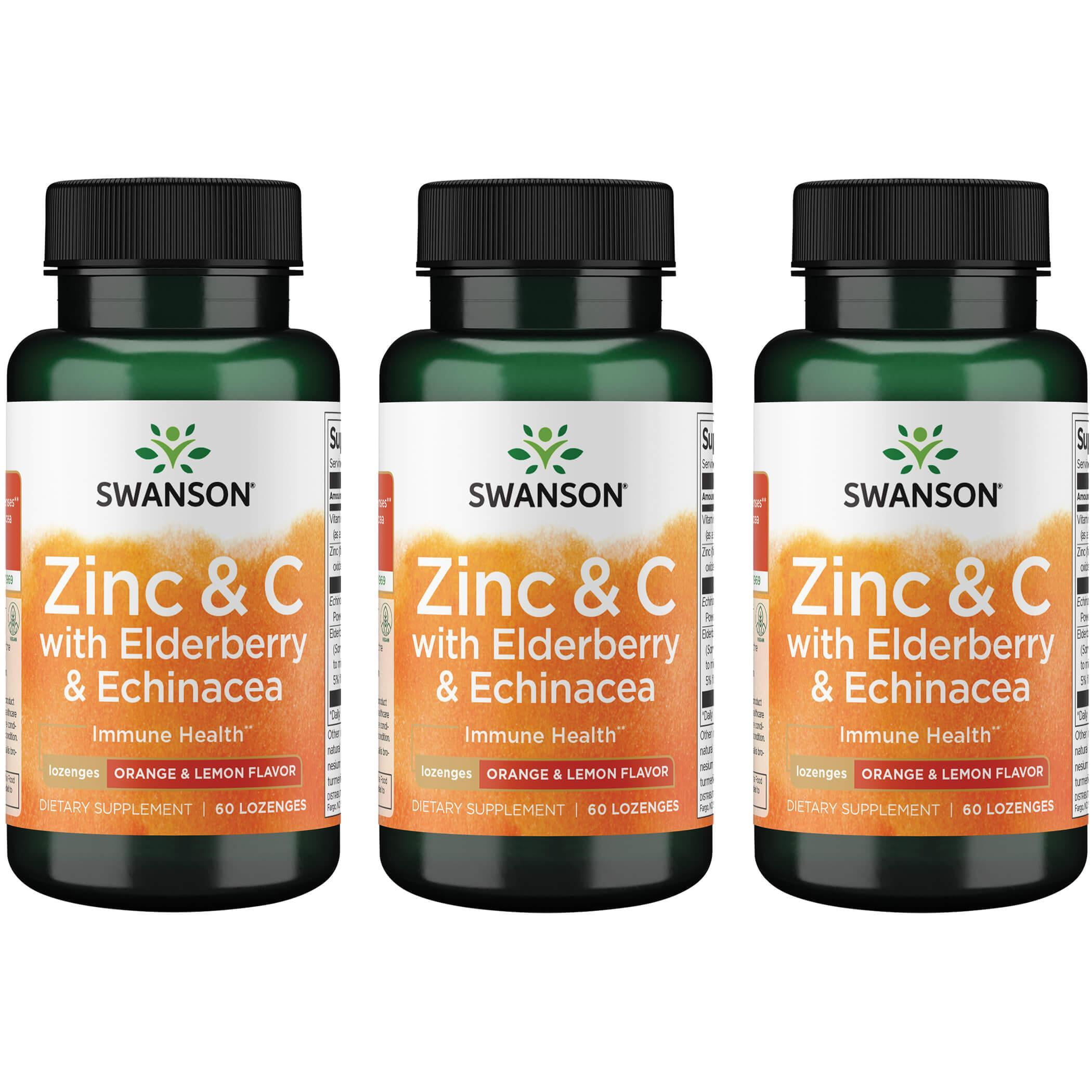 Swanson Zinc & C Lozenges w/ Elderberry & Echinacea-Orange & Lemon ...