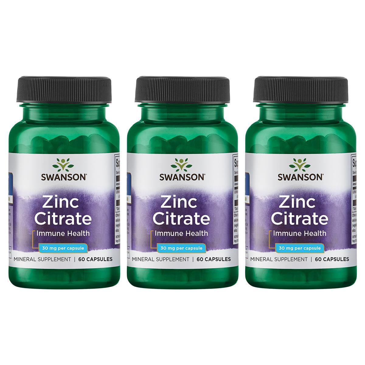 Swanson Zinc Citrate 30 mg 60 Caps 3 Pack - Walmart.com