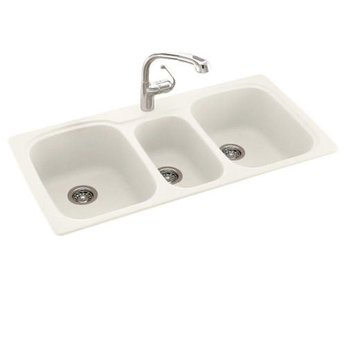 Swanstone KS04422TB.018 Solid Surface 1-Hole Drop in Double-Bowl ...