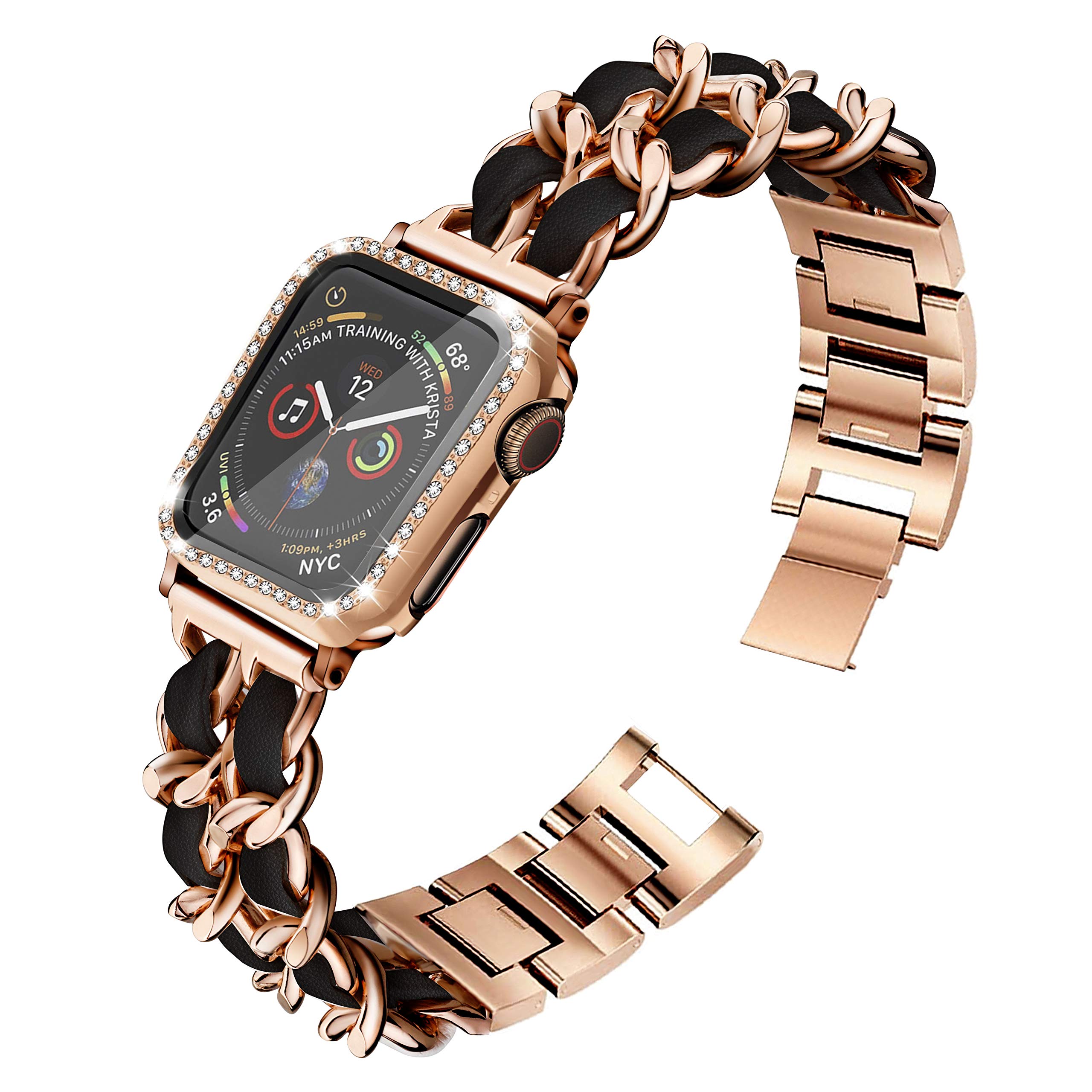 Swarich Compatible with Apple Watch Glittery Case with Cowboy Chain ...