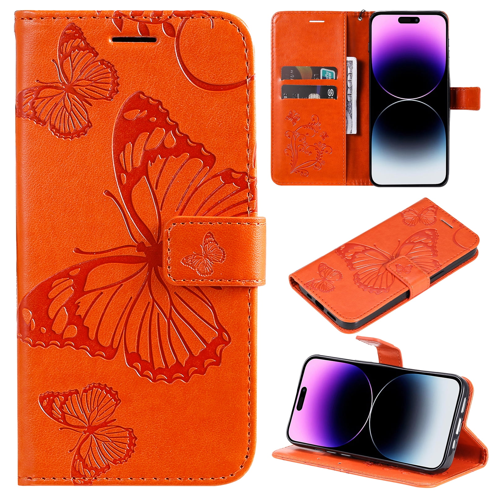 Swarich iPhone 12 Mini Wallet Case for Women,Butterfly Embossed PU ...