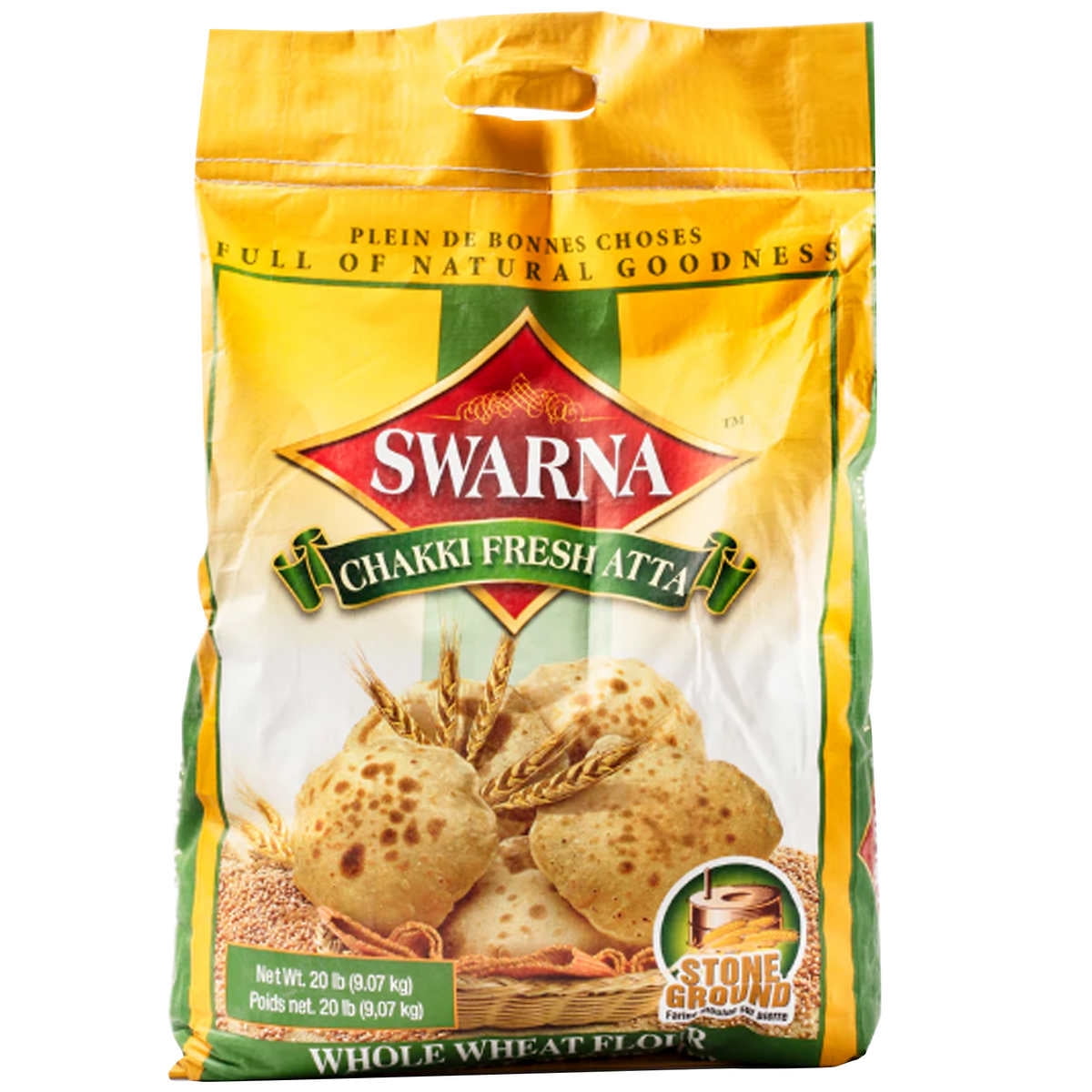 Swarna Chakki Fresh Atta, Unbleached Stone-Ground Whole Wheat Flour, 20 Pounds - Walmart.com