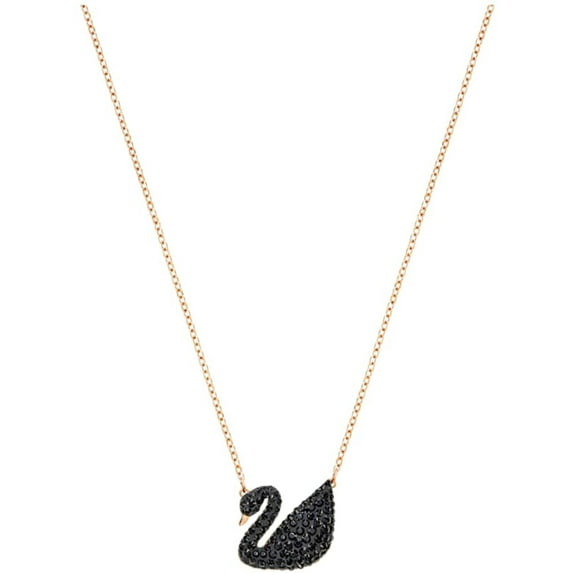 Swarovski 5204134 Women's Iconic Swan Black Pendant with Chain ...