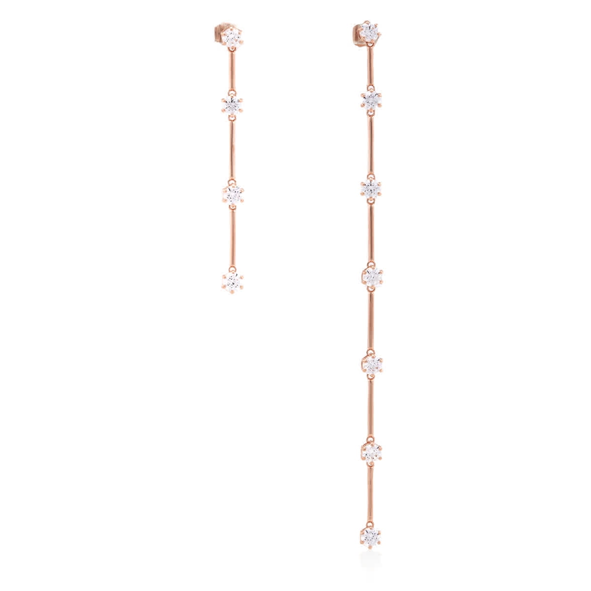 Swarovski Constella Earrings Asymmetrical, White, Rose-Gold Tone Plated ...