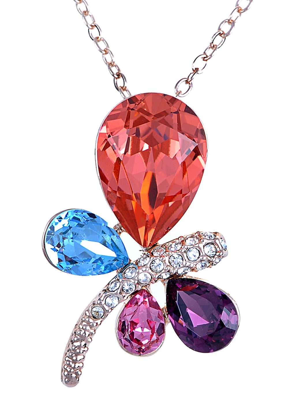 Swarovski Crystal Elements Petite Abstract Colorful Dragonfly Pendant ...
