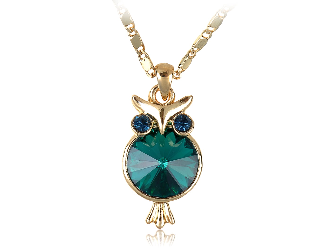Swarovski Crystal Emerald Green Round Hoot Owl Body Blue Eyed Golden ...