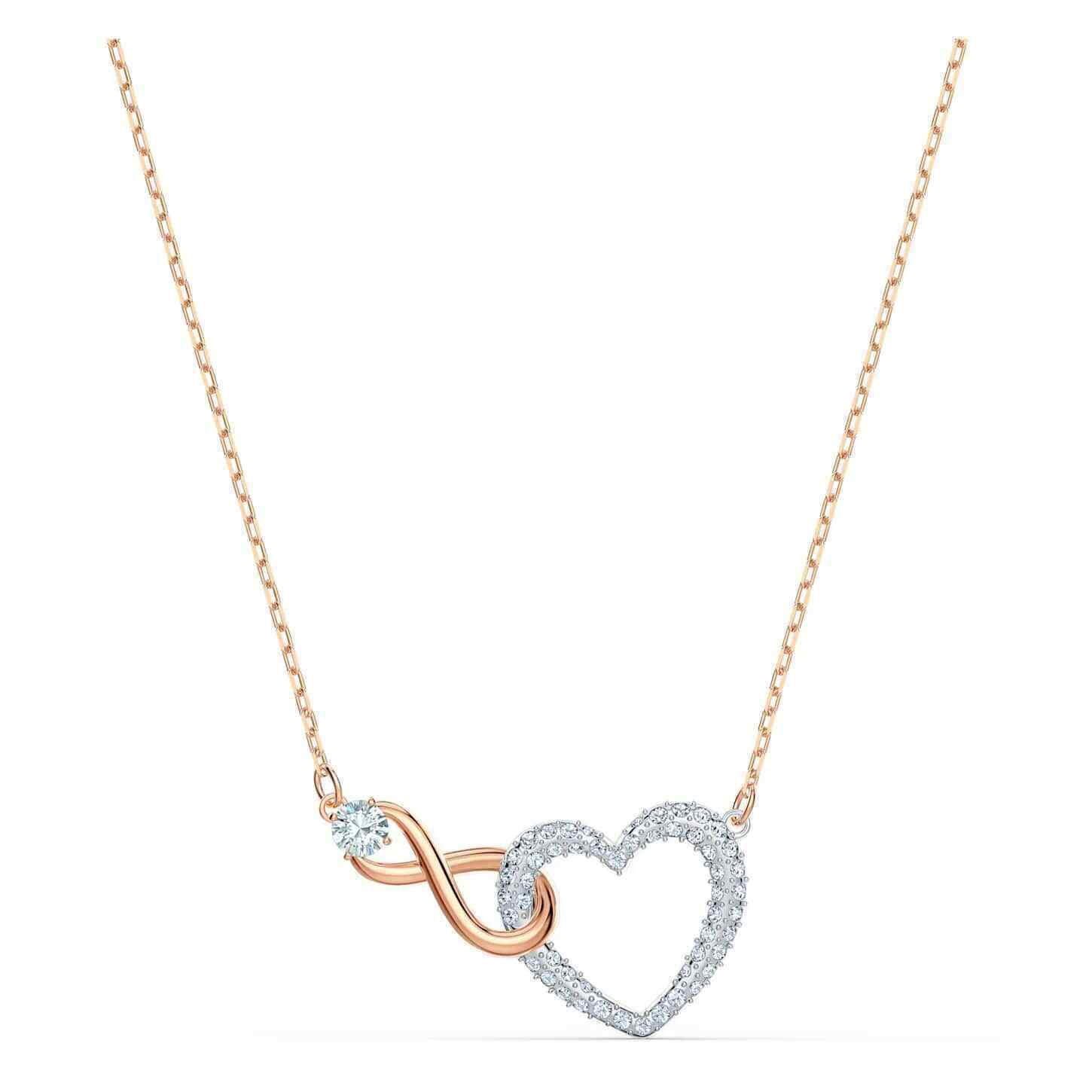Swarovski Crystal, Infinity Heart Necklace, White, Mixed Metal Finish ...
