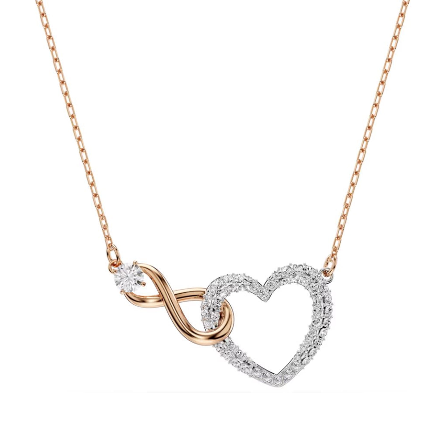 Swarovski, Infinity Heart Necklace, 5518865, White mixed metal finish ...