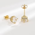 14 k Gold over Sterling Silver Crown Stud Earrings with Crystals ...