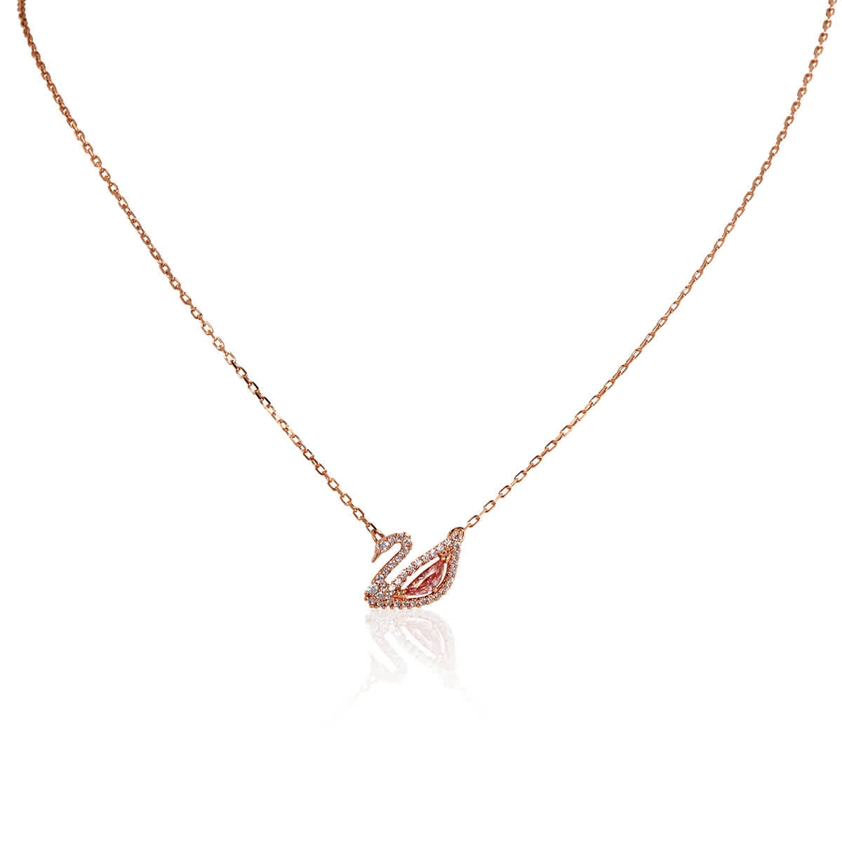 Swarovski Dazzling Swan Necklace, Multi-colored, Rose-gold Tone Plated ...