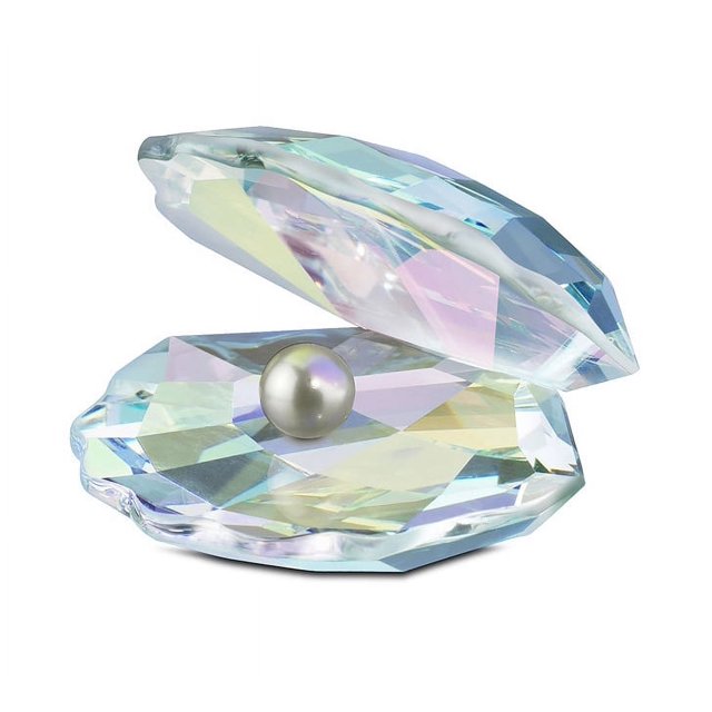Swarovski Light Blue Color Crystal Figurine Small SHELL WITH PEARL ...