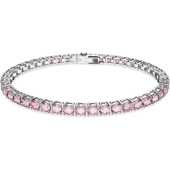 Swarovski Matrix Tennis Bracelet Round Cut Pink Rhodium Plated ...
