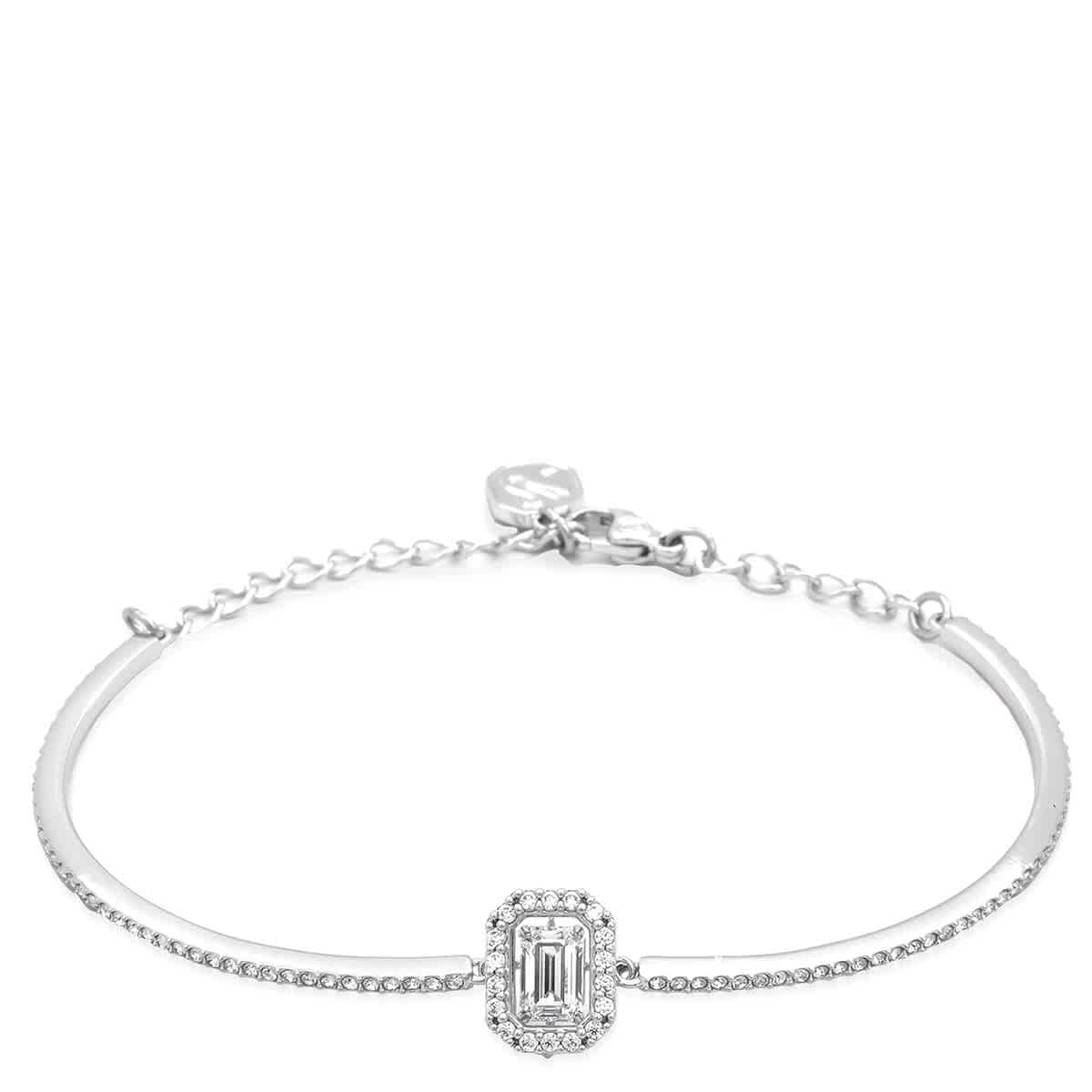 Swarovski Millenia White Rhodium Plated Octagon Cut Pave Bangle, Size M ...