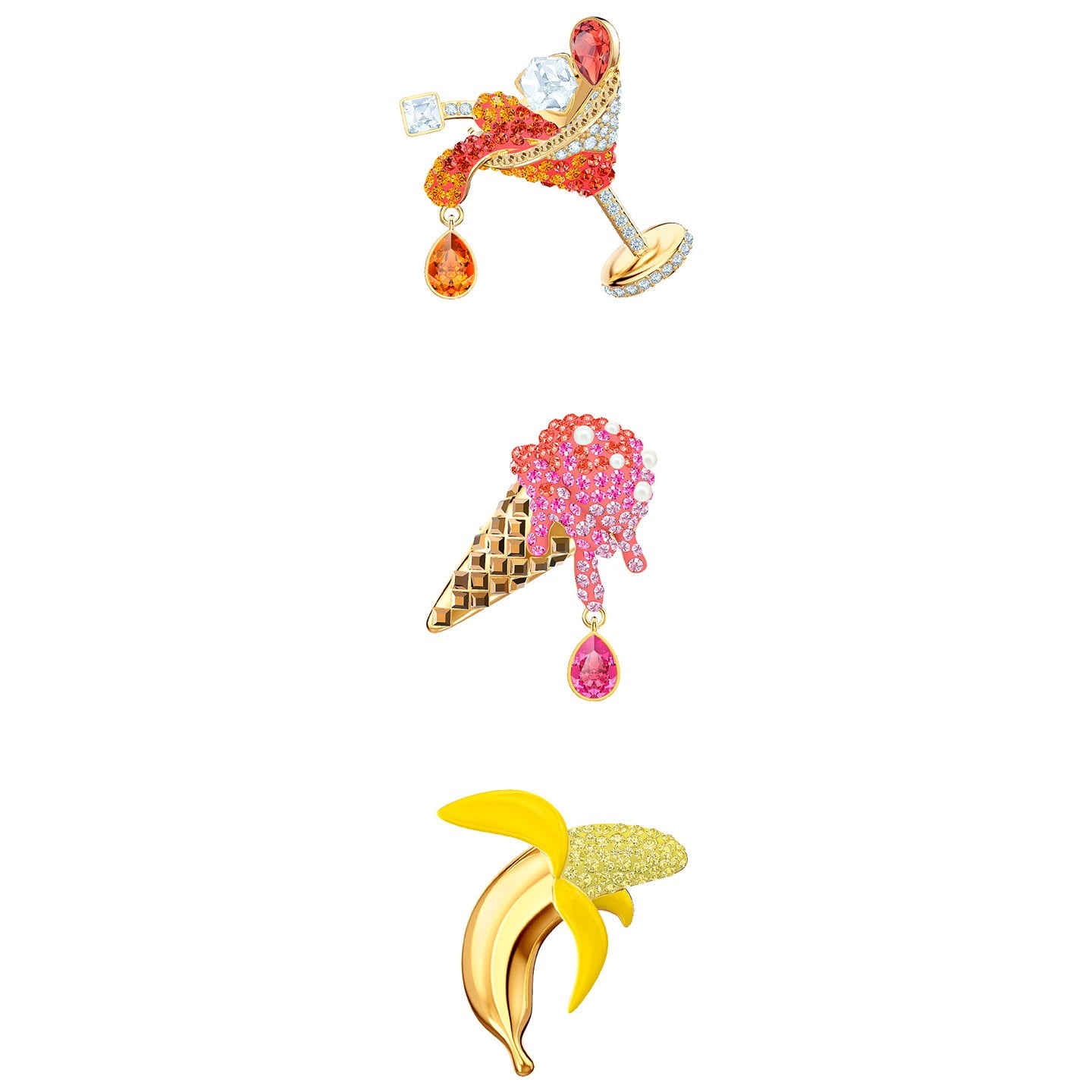 Swarovski No Regrets Brooch Set - Multi-colored - Gold Plating ...