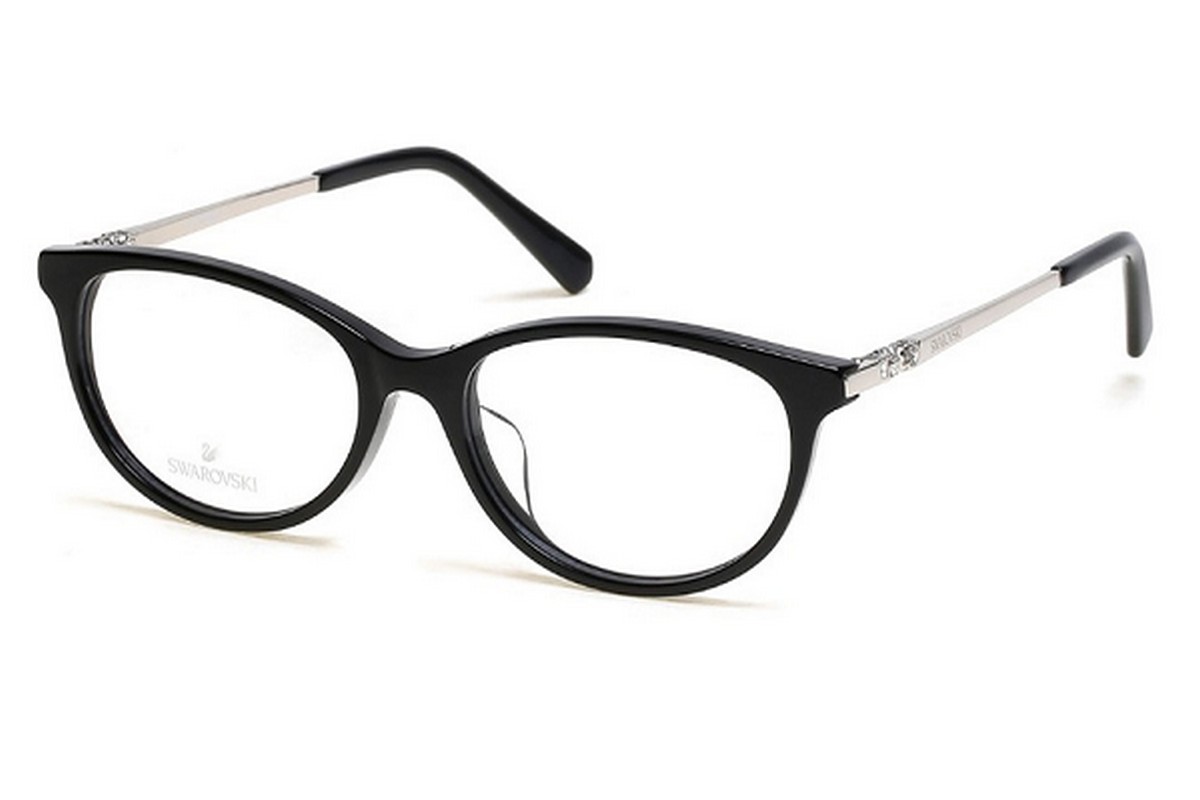 Swarovski SK5294-D 001 Women's Shiny Black Oval Frame Eyeglasses ...
