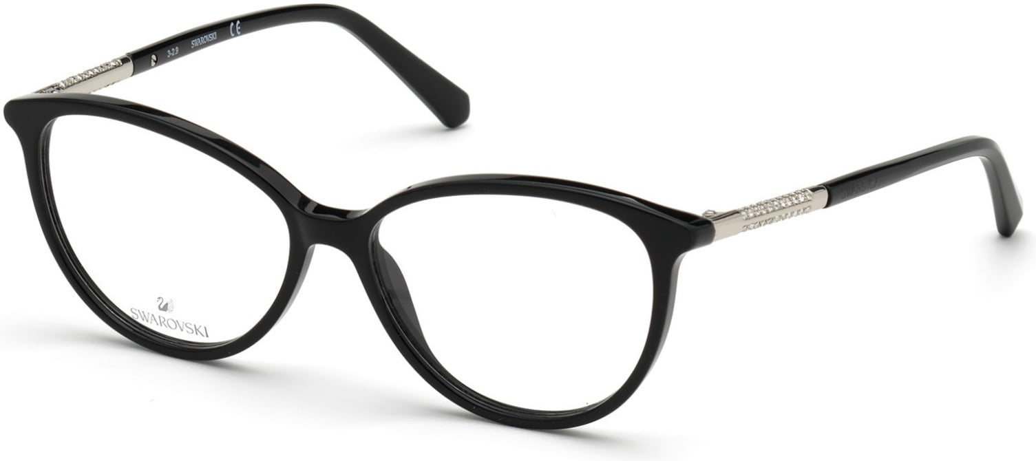 Swarovski SK5385-F 001 Women's Shiny Black Oval Frame Eyeglasses ...