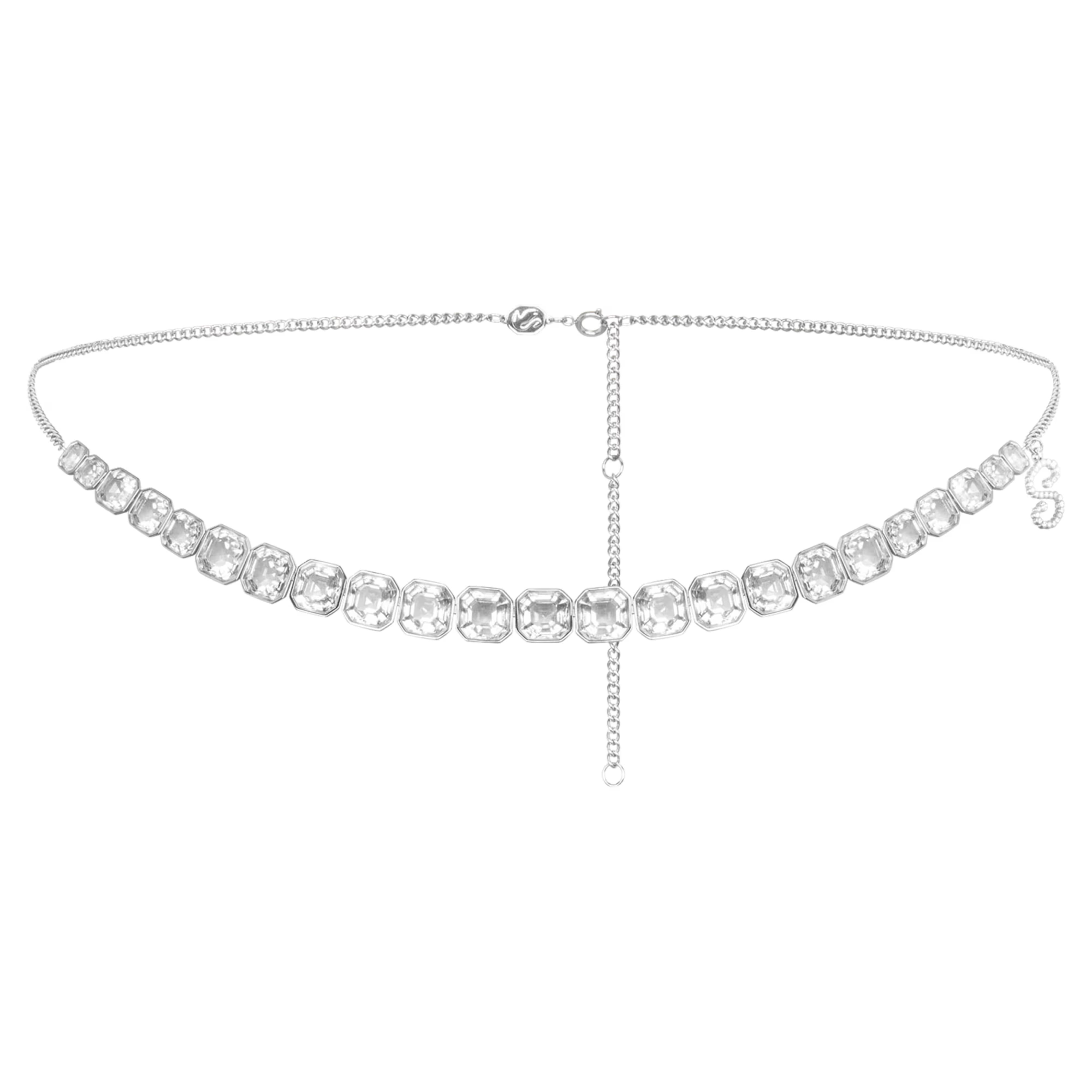 Swarovski x SKIMS belly chain Imperial cut, White, Stainless Steel ...
