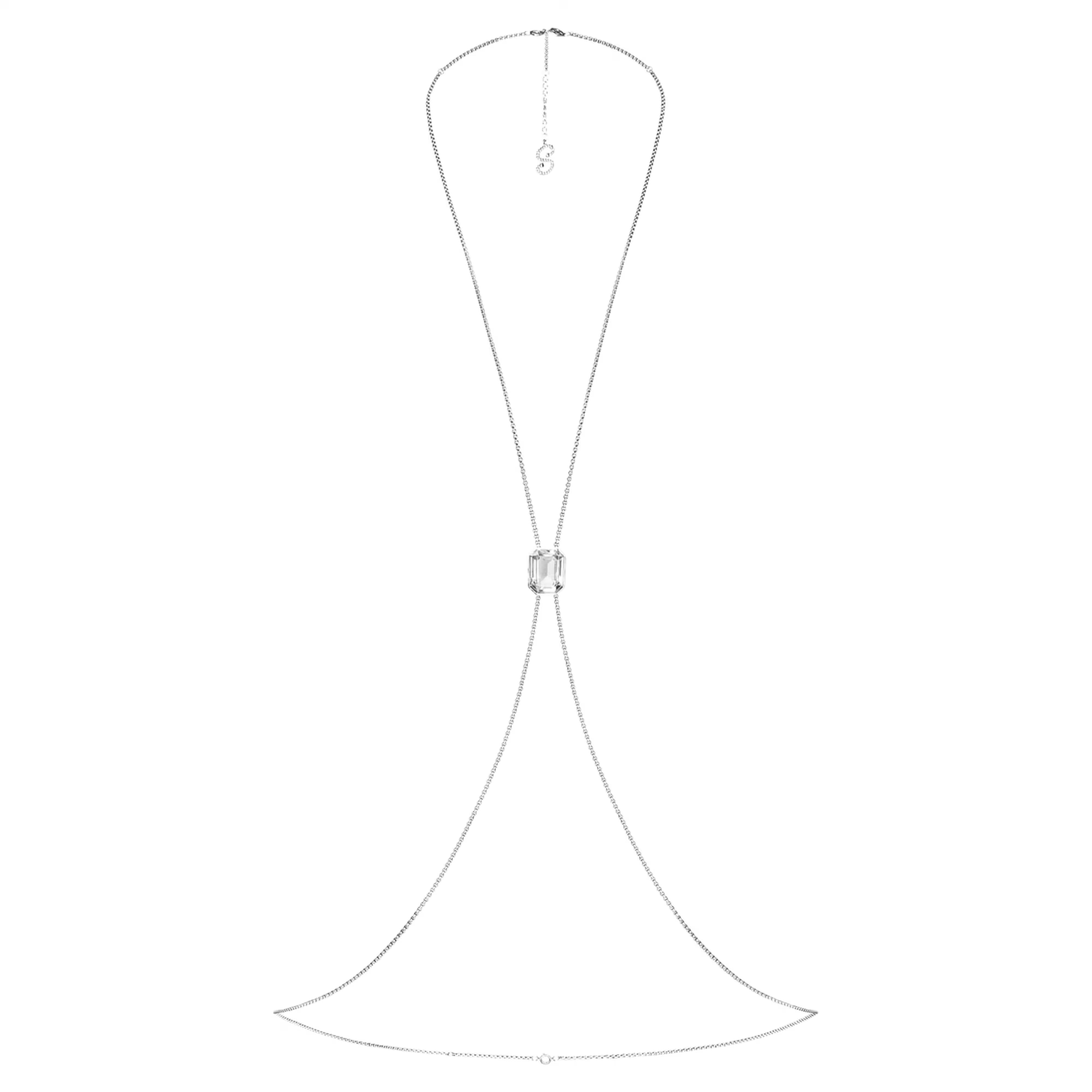 Swarovski x SKIMS body chain Octagon cut, Box chain, X-shape, White ...