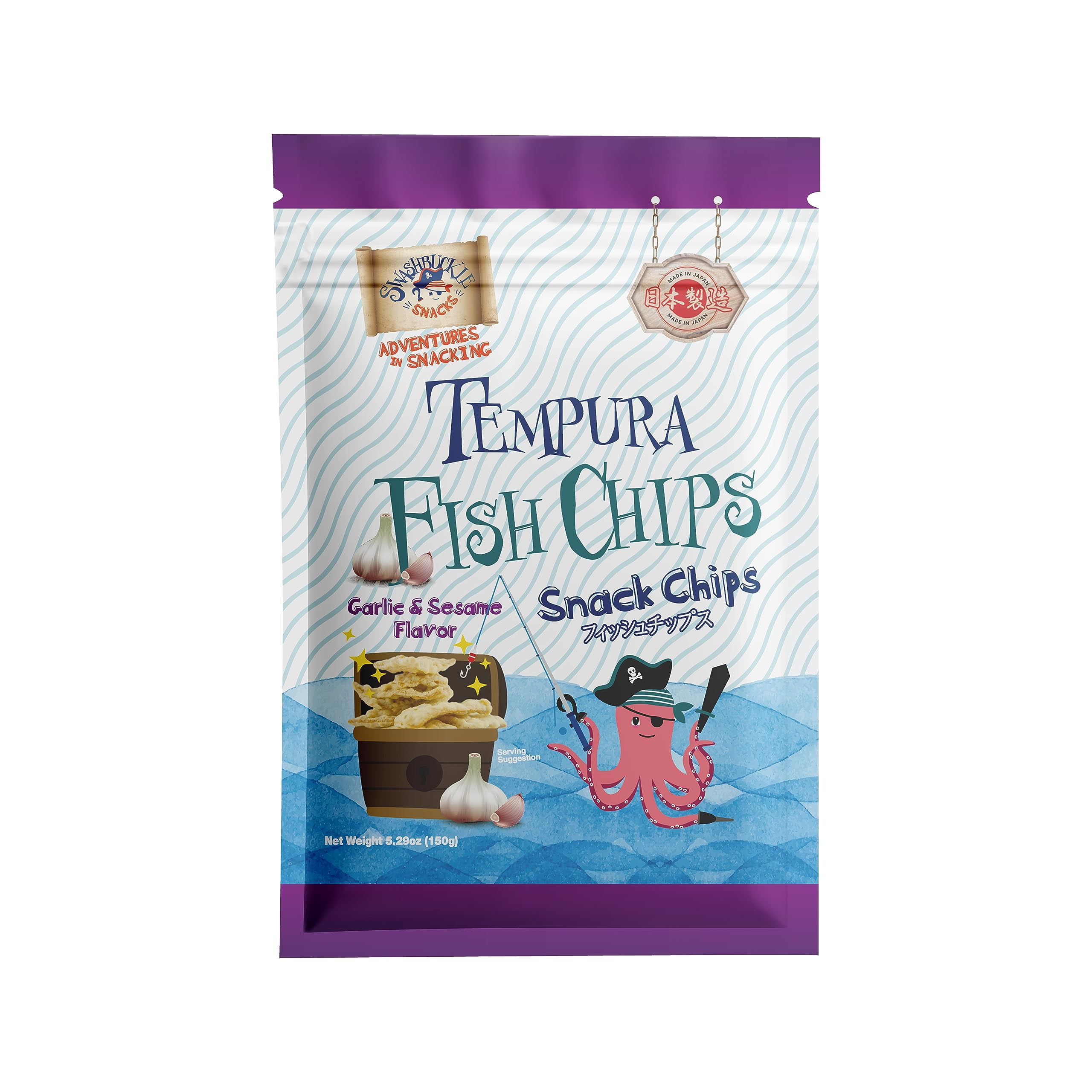 Swashbuckle Snacks Crispy Tempura DMF15 Fish Chips Garlic and Sesame ...