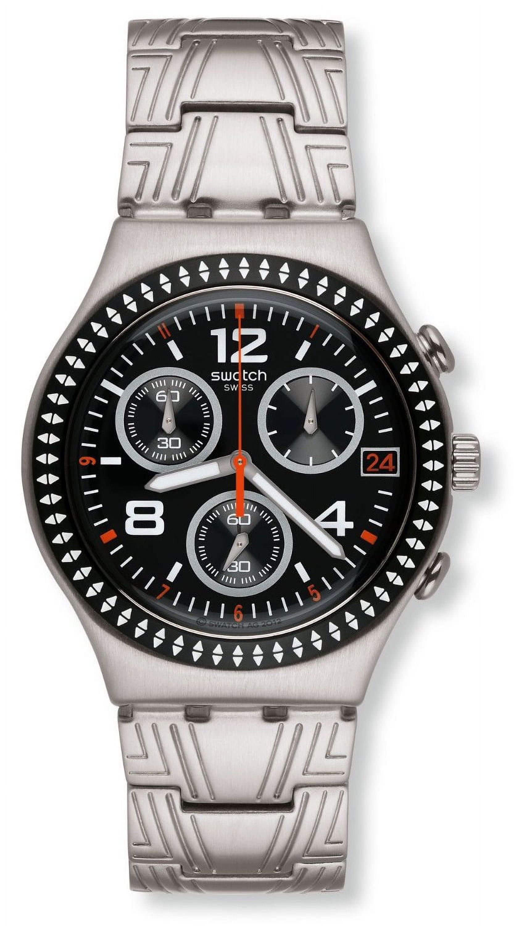 Swatch Irony Offset Black Dial Chronograph Stainless Steel Mens Watch ...
