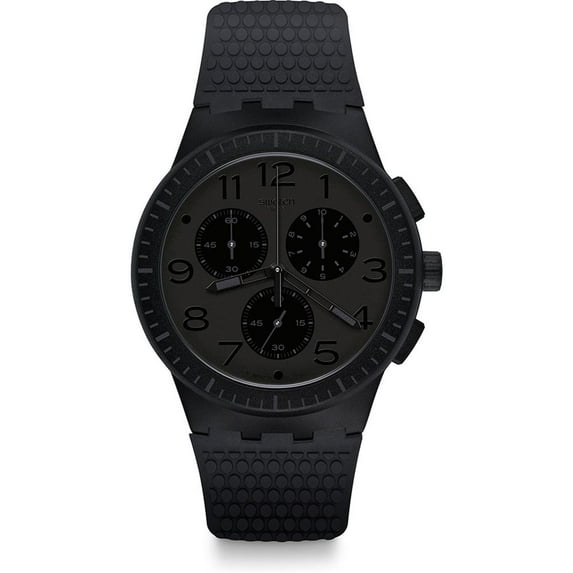 Swatch Men's Piege 42mm Black Silicone Band Plastic Case Swiss Quartz ...