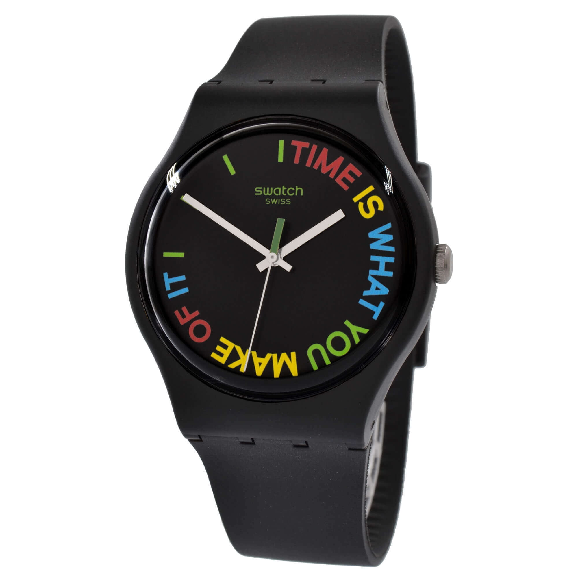 Swatch SO29B103 Unisex 1983 Freetid Quartz Black Dial Strap Watch ...