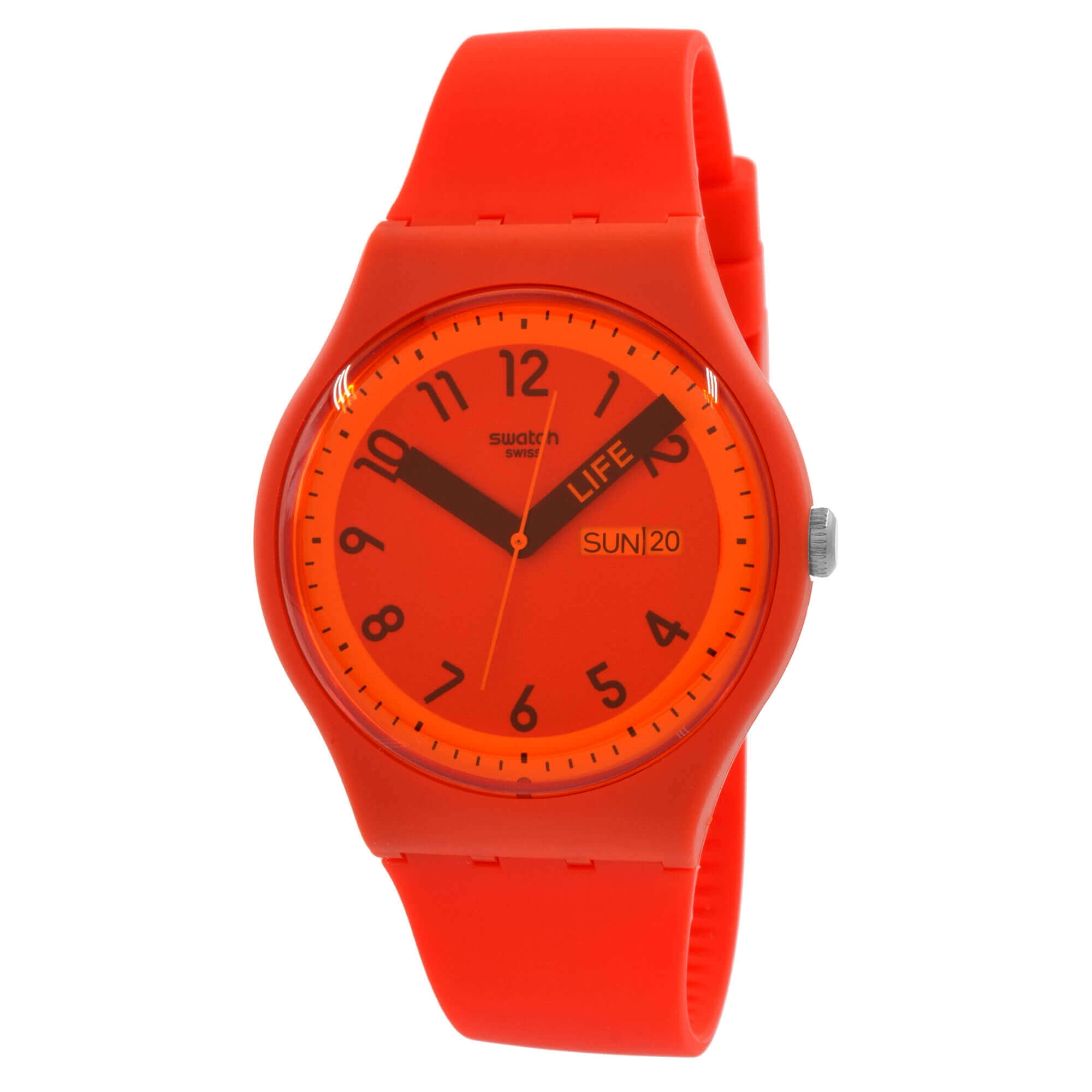 Swatch SO29R705 Pride Unisex Watch, Red Silicone Strap, Quartz Movement ...