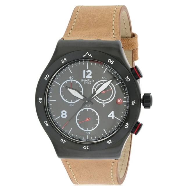 Swatch THE JOURNEY IS THE REWARD Leather Chronograph Mens Watch YVZ400 ...